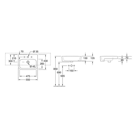 Villeroy & Boch Architectura 550 Semi Recessed Basin